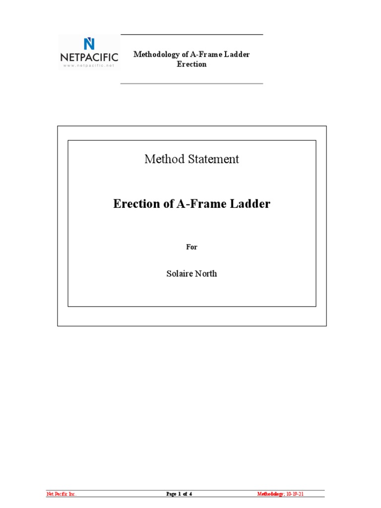 Method Statement For Erection of A Frame Ladder | PDF | Safety | Ladder