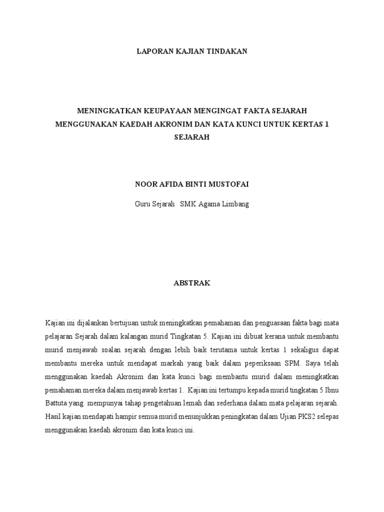 Laporan Kajian Tindakan 2 | PDF | Karier & Perkembangan