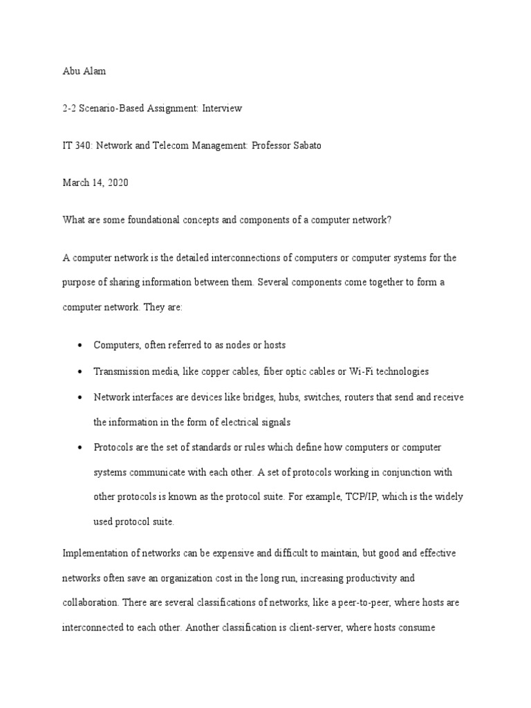 2 2scenariobasedinterviewit340 Pdf Ip Address Computer Network 