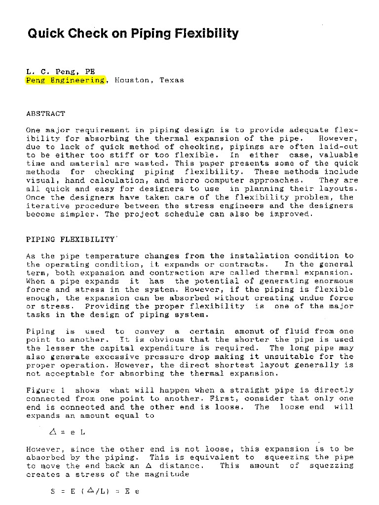 Quick Methods for Piping Flexibility | PDF | Thermal Expansion | Stiffness