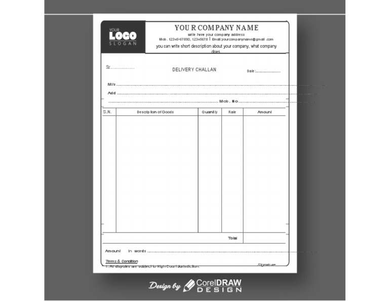 Preview Indian Delivery Challan Format in Single Color 1544972256 | PDF