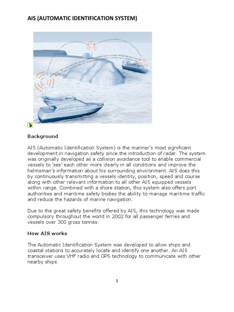 Ais (Automatic Identification System) : Background | PDF | Telecommunications ...