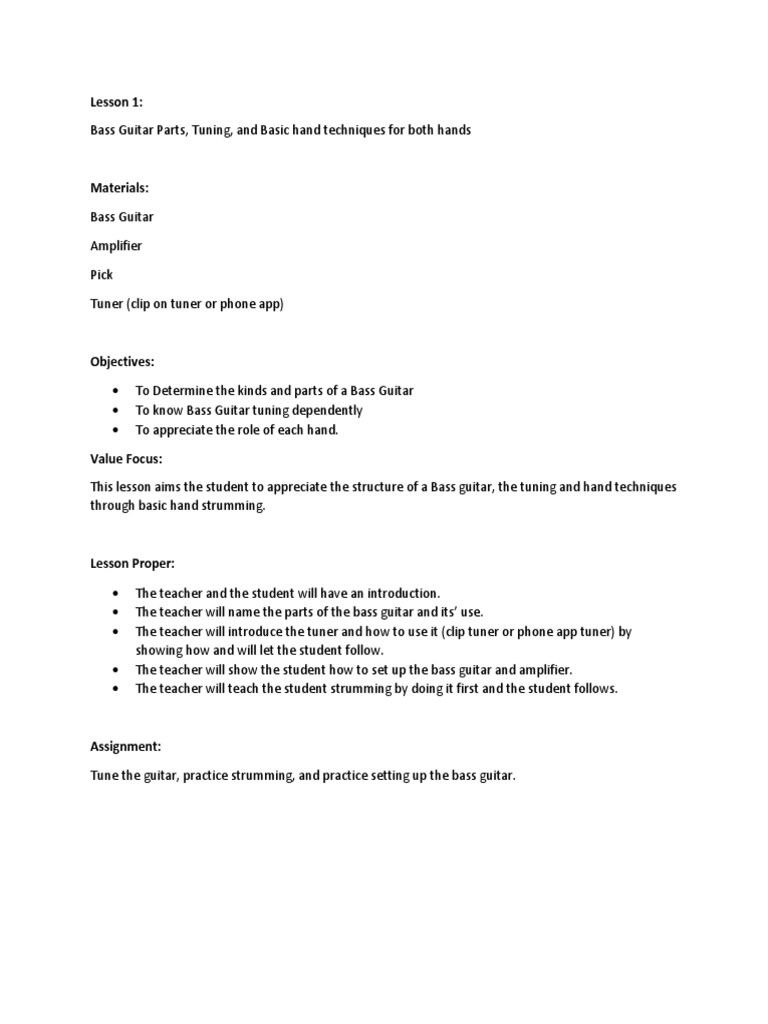 Bass Guitar Lesson Plan | PDF