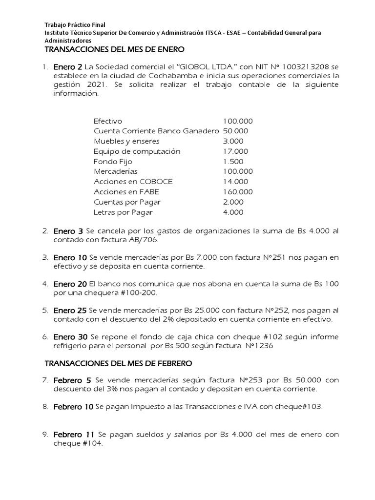 0.-Transacciones Propuesto | PDF | Factura | Contabilidad