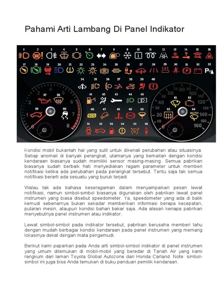 Pahami Arti Lambang Di Panel Indikator | PDF | Teknologi & Rekayasa