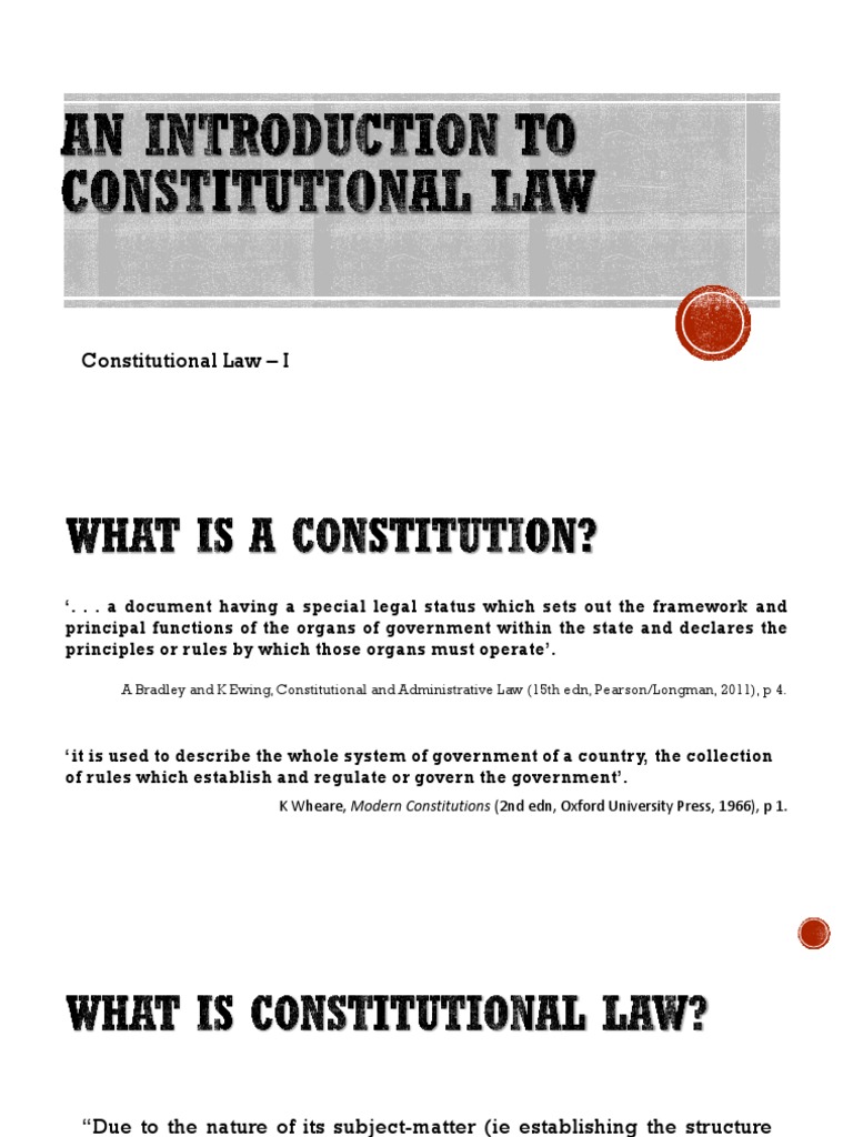 An Introduction To Constitutional Law | PDF | Constitution | Separation Of Powers