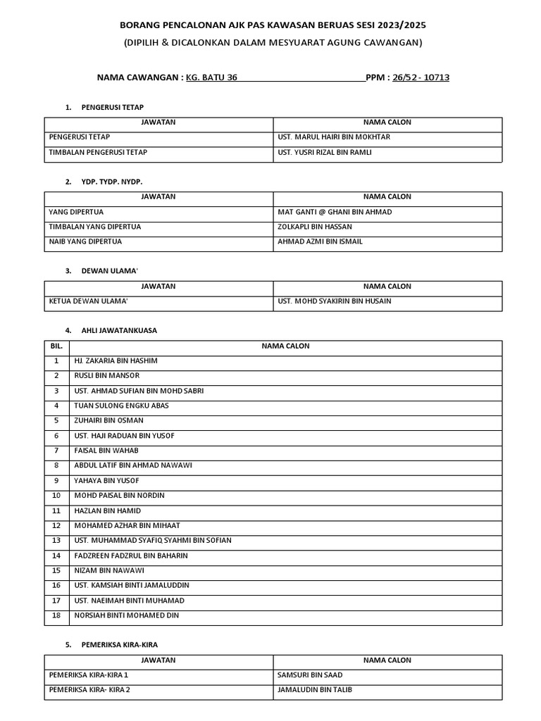 BORANG PENCALON-WPS Office | PDF