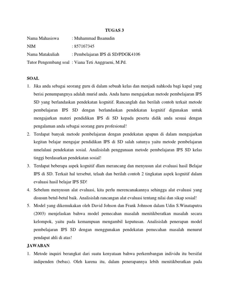Metode Pembelajaran IPS SD | PDF