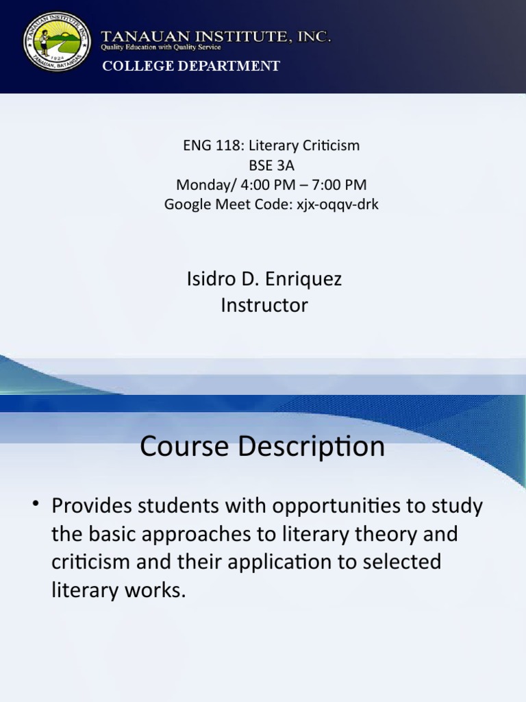 Lesson 01 - Introduction To Literary Criticism | PDF