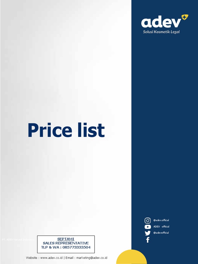 Price List Adev Cosmetic | PDF | Cosmetics | Human Appearance