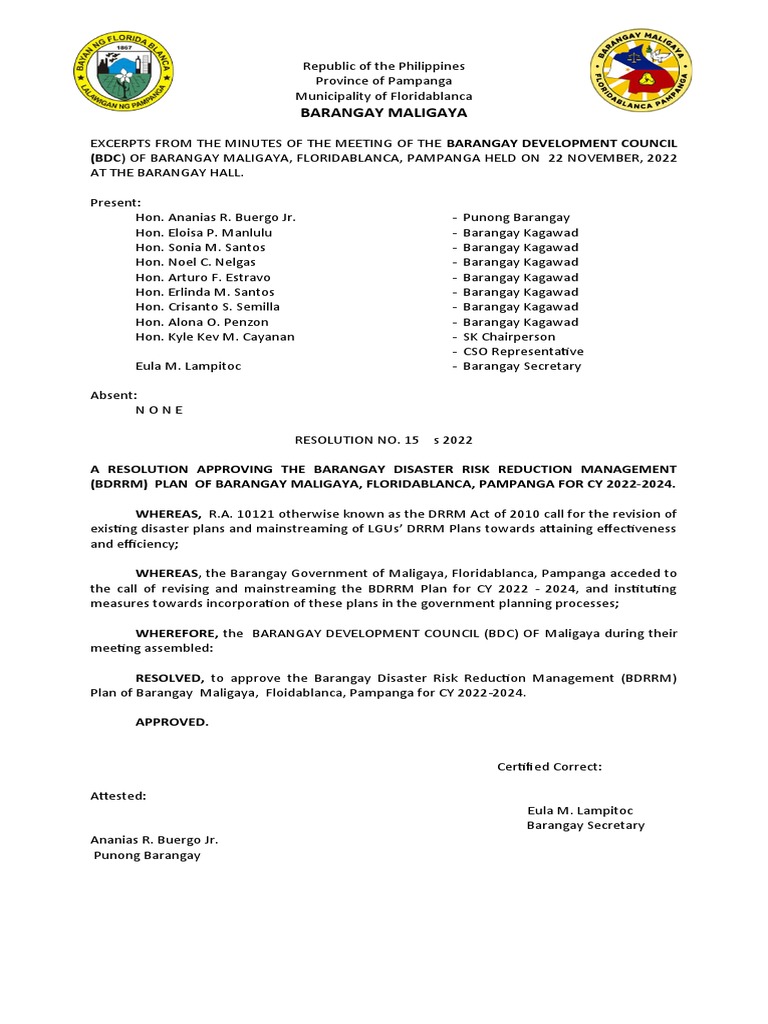 BDC-Res.-Approving-the-BDRRM-Plan-Budget | PDF