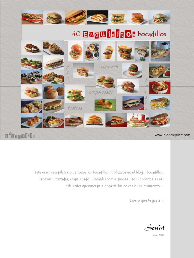 40 Bocadillos Exquisitos y Fáciles | PDF | tostada | Panes