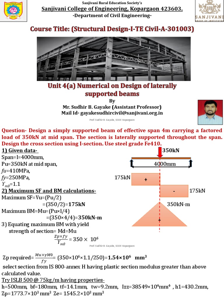 Design of Laterally Supported Beams | PDF