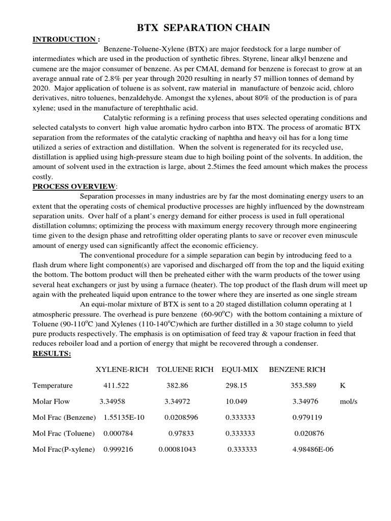 Separation Chain | PDF | Distillation | Chemistry