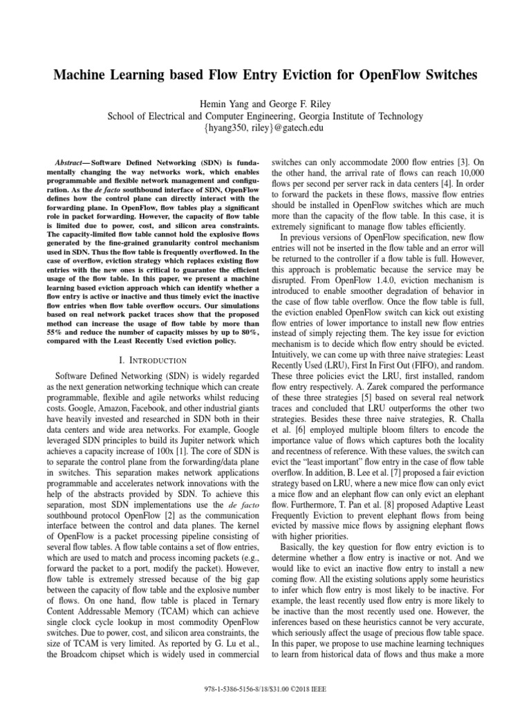Machine Learning Based Flow Entry Eviction For OpenFlow Switches | PDF ...