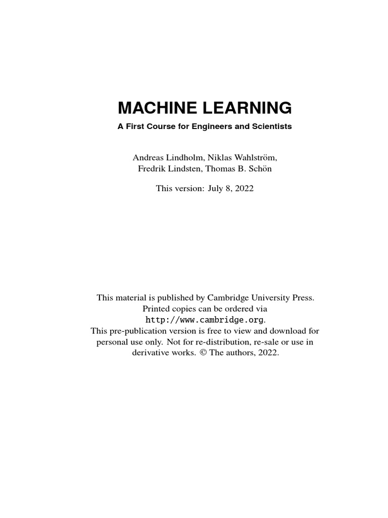 Machine Learning - A First Course For Engineers and Scientists | PDF ...
