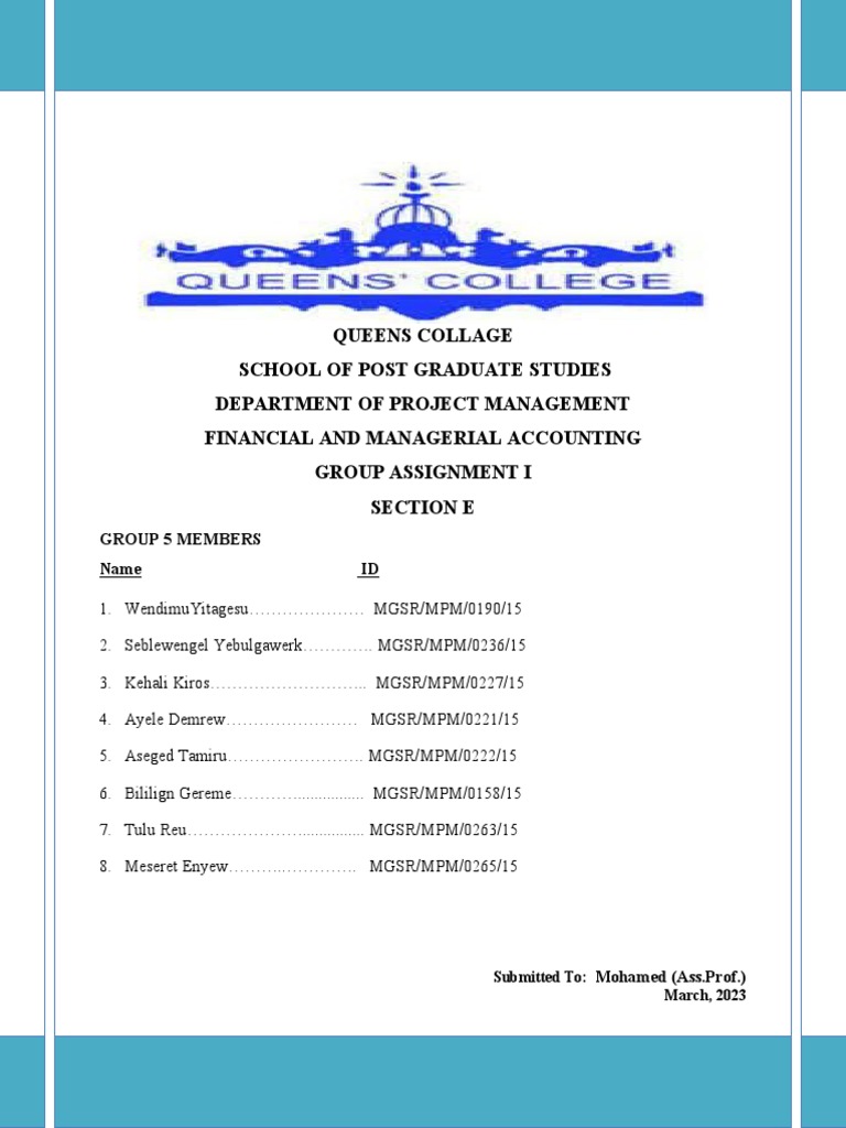 Group Assignment 1 FMA | PDF