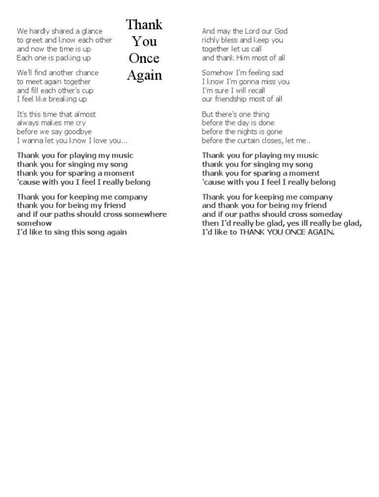 Thank You Once Again | PDF