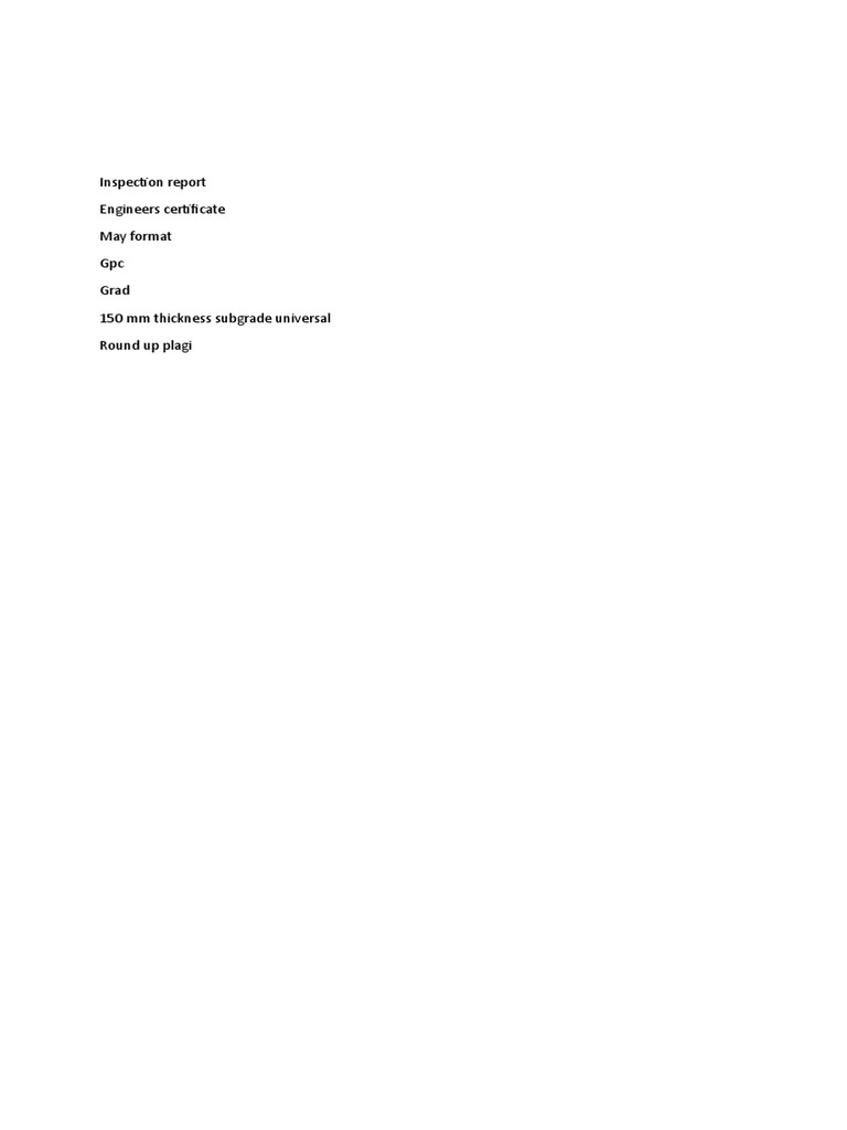Subgrade Inspection Report & Engineer's Certificate | PDF