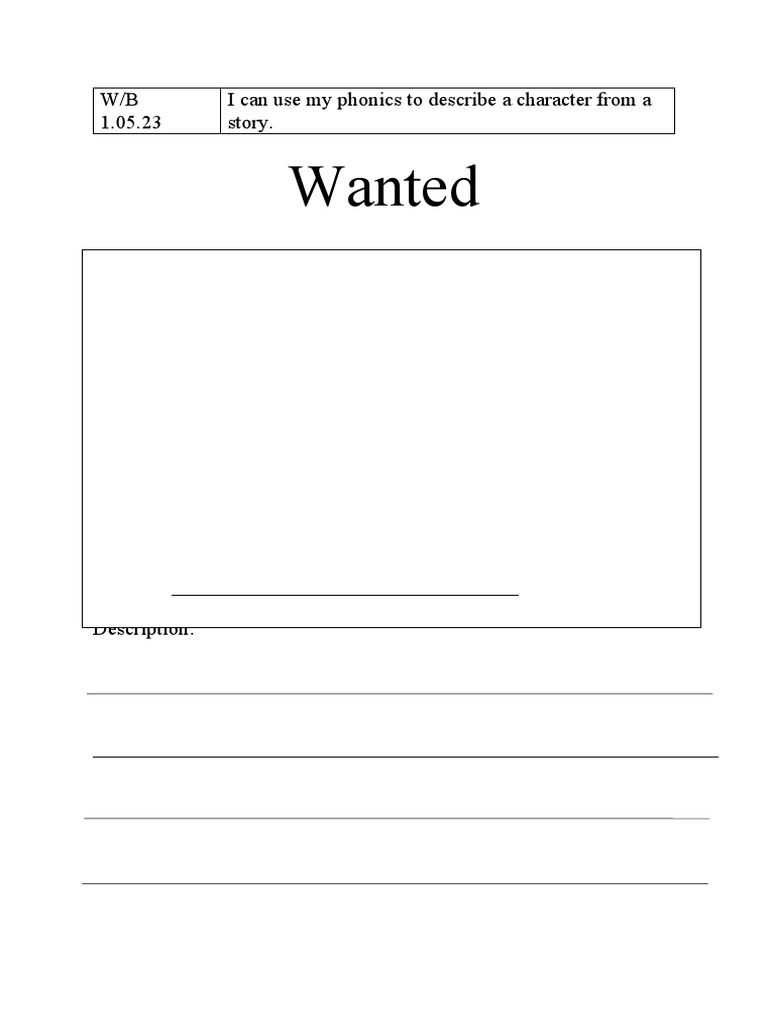 Wanted Poster Evil Pea Plus LO Templaete | PDF