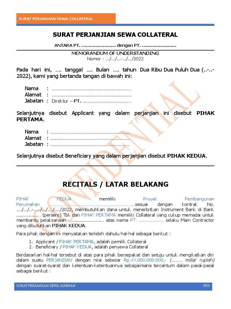 Draft Sewa Collateral Jadi (Repaired) | PDF | Pengelolaan Keuangan & Uang