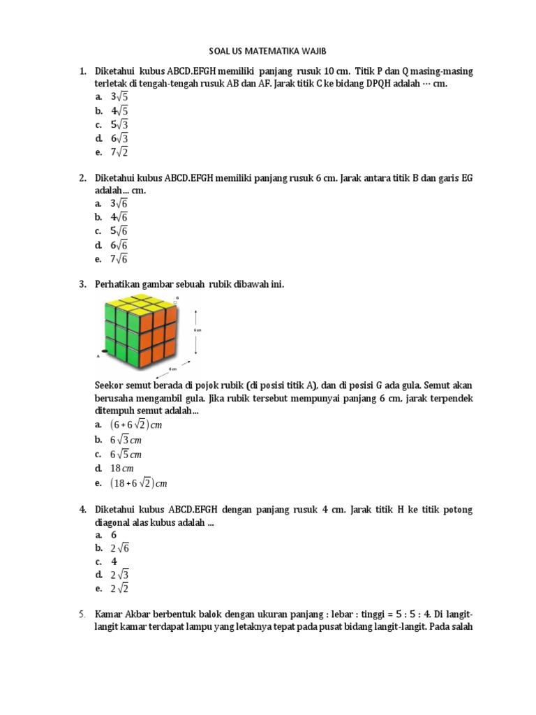 Soal Us Matematika Wajib | PDF | Metode & Bahan Ajar