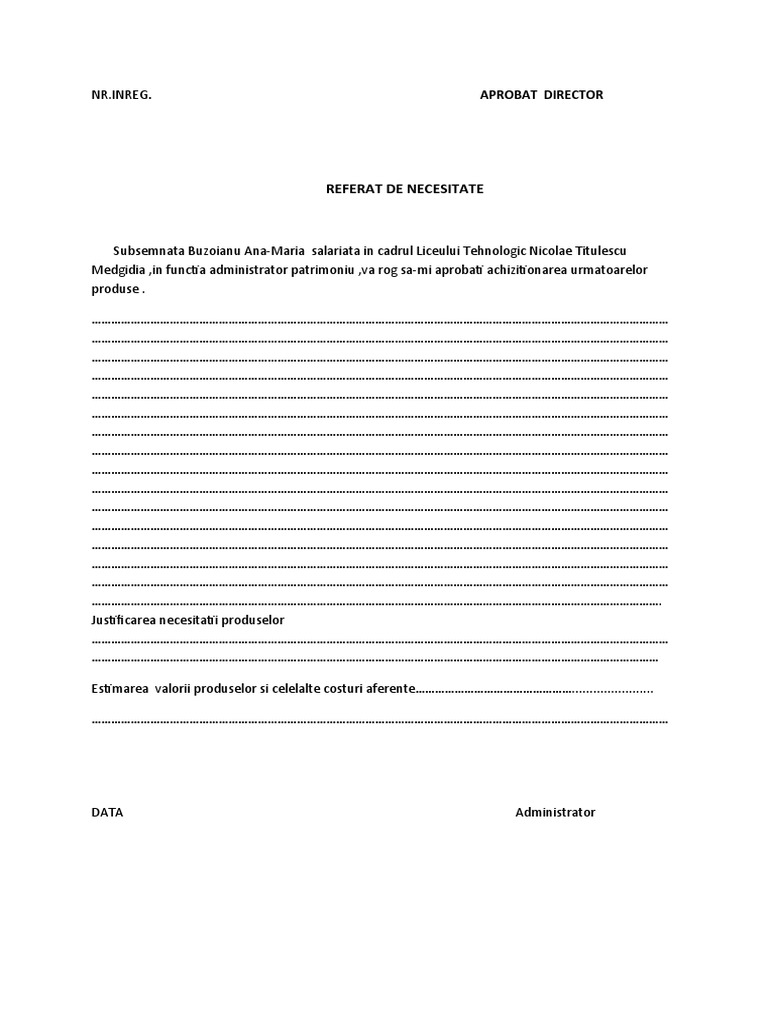Referat de Necesitate | PDF