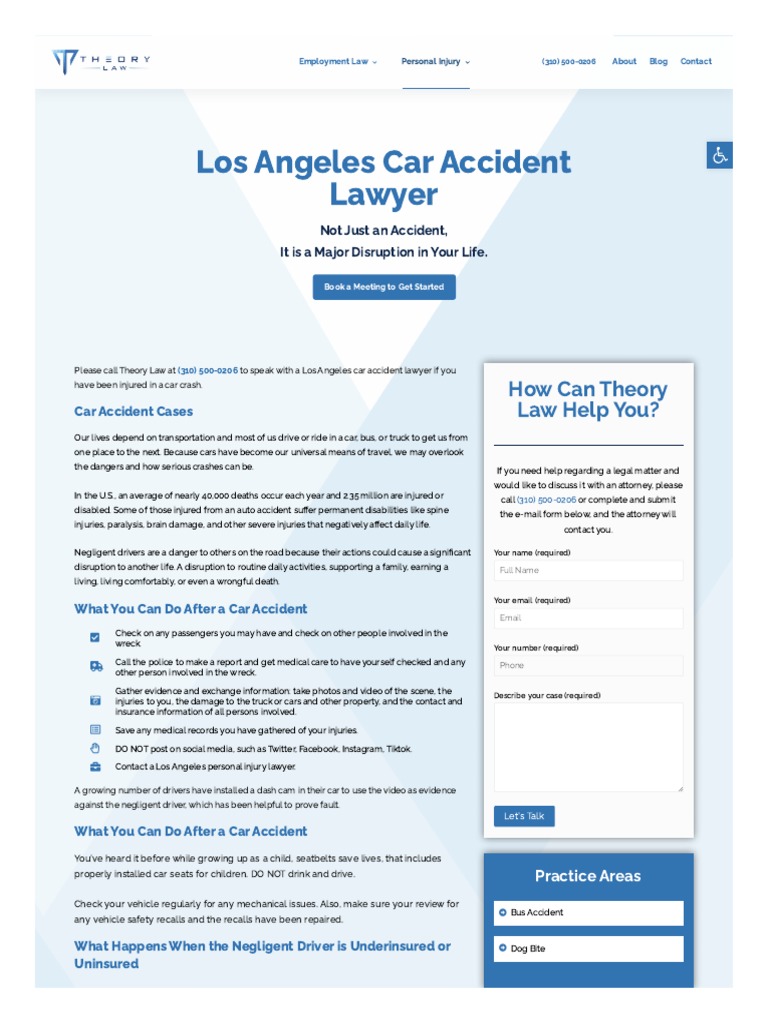 Los Angeles Car Accident Lawyer Theory Law Apc Pdf Traffic