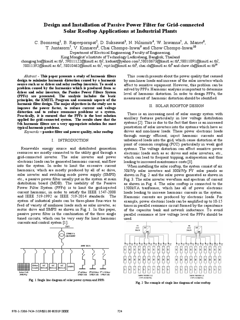 Design and Installation of Passive Power Filter For Grid-Connected ...