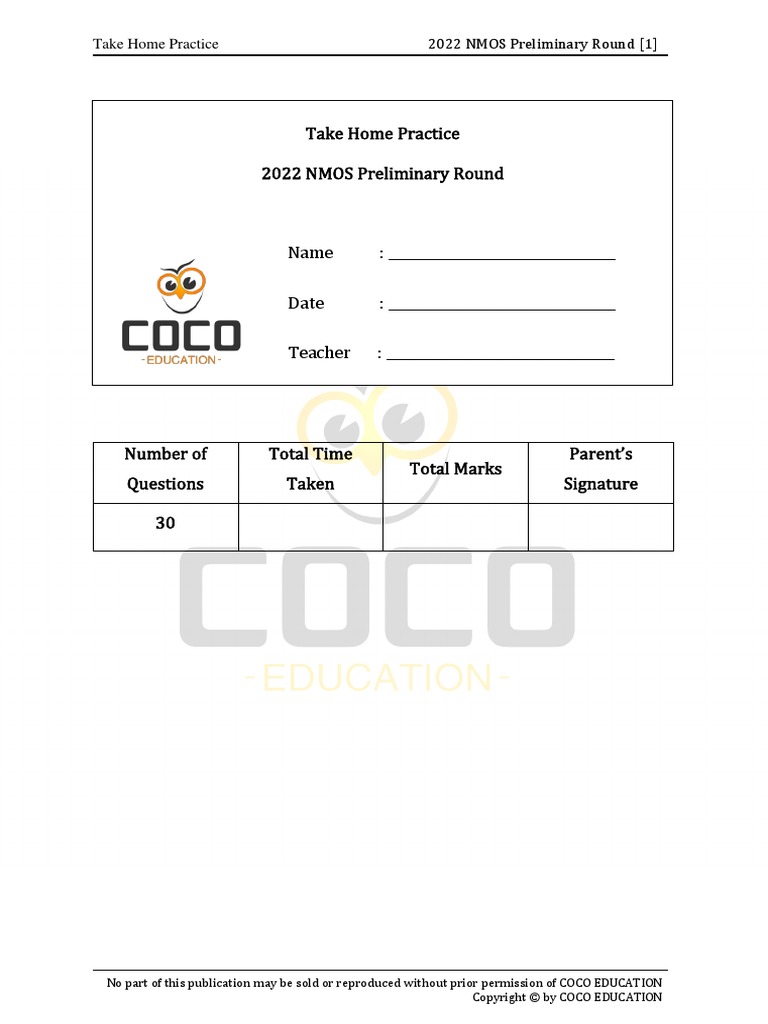 NMOS 2022 Preliminary Round | PDF | Area | Elementary Mathematics