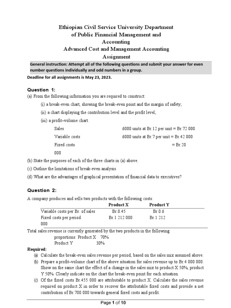 adv cost assignment 2023 (1) | PDF | Financial Economics | Financial Markets