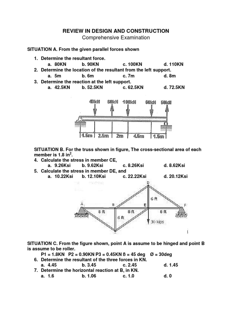 Review in Design and Construction Compre Final | PDF | Mechanics ...