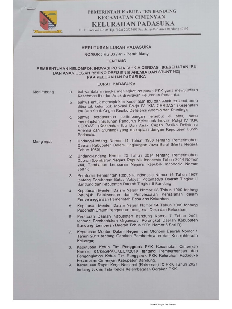 SK Pembentukan Kelompok Inovasi Pokja Iv | PDF