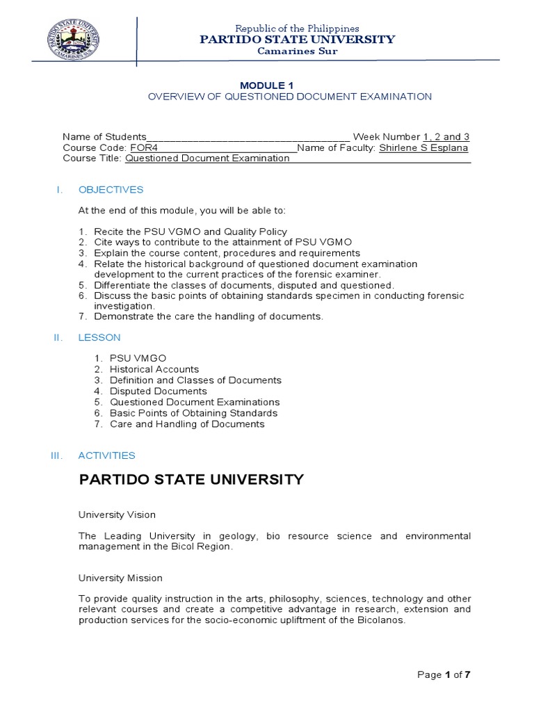Module 1 Qde | PDF | Document | Forensic Science