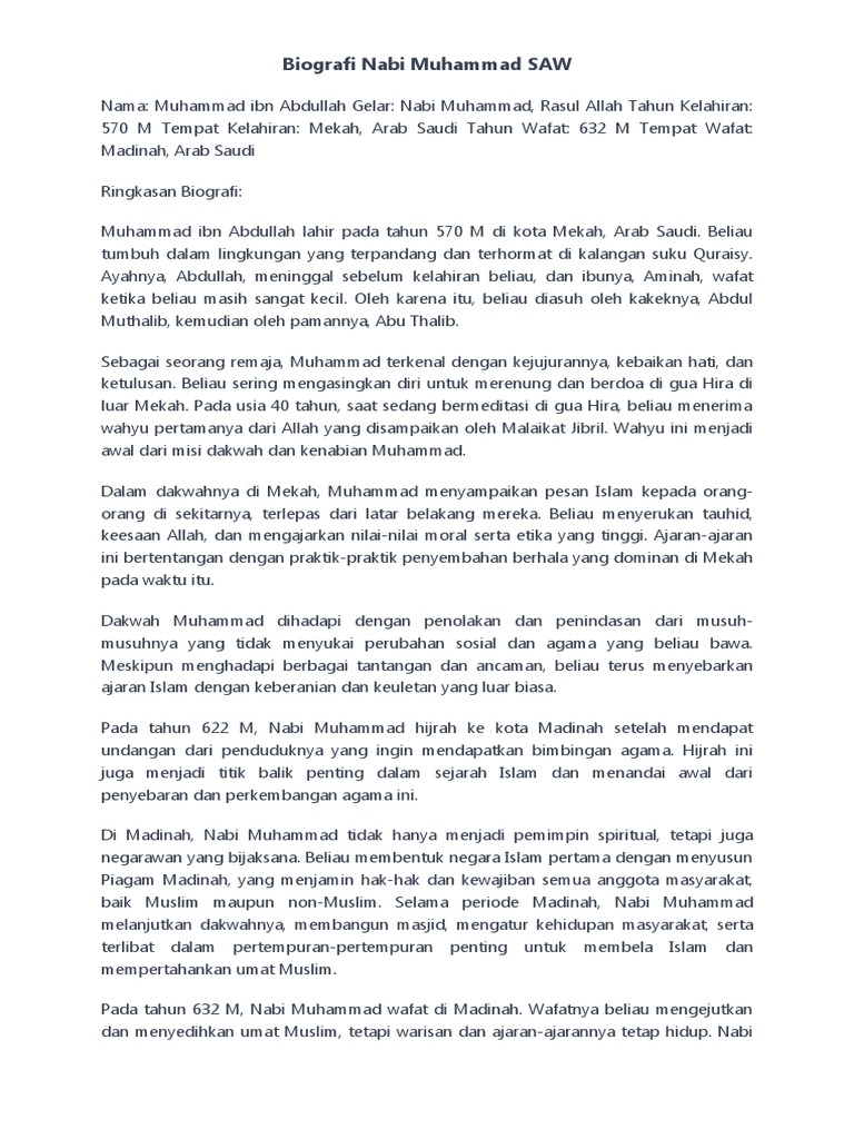 Biografi Nabi Muhammad SAW | PDF