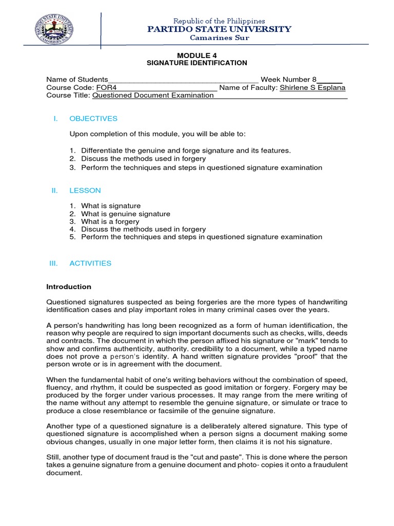 Module 4 Qde | PDF | Signature | Ultraviolet