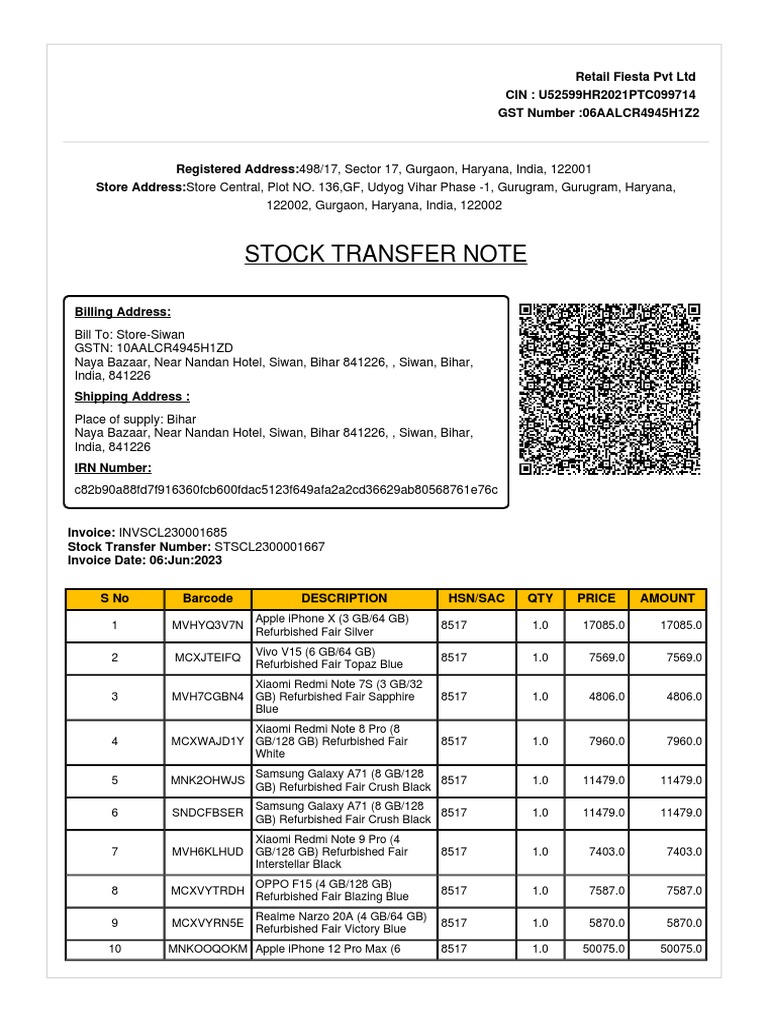 Stock Transfer Note | PDF | Mobile Computers | Smart Devices