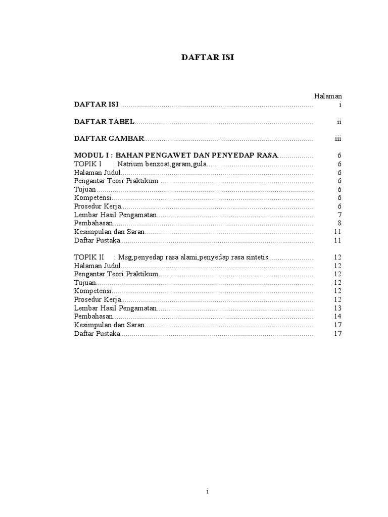6. CONTOH DAFTAR ISI MODUL 1 | PDF