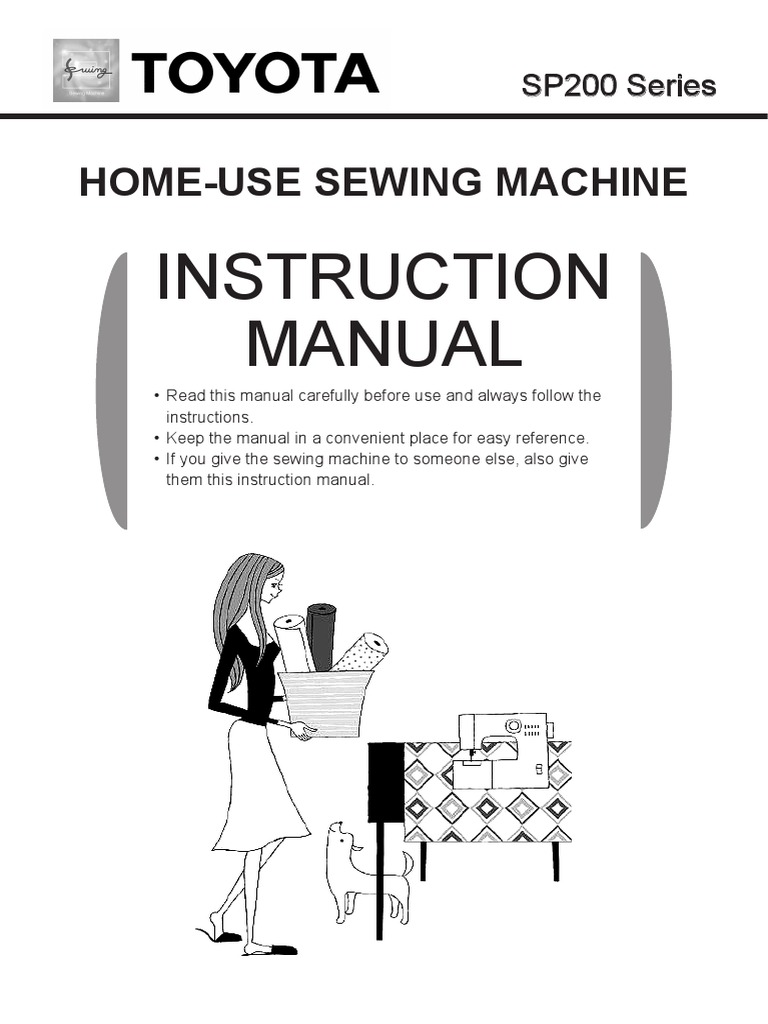Toyota SP200 Series Manual | PDF | Sewing Machine | Sewing