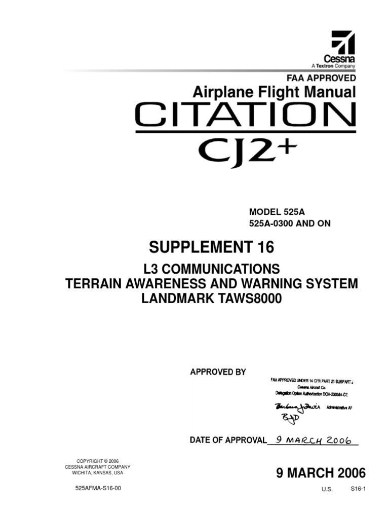 CJ2+ Supplement 16 GPWS | PDF | Transport Safety | Aeronautics