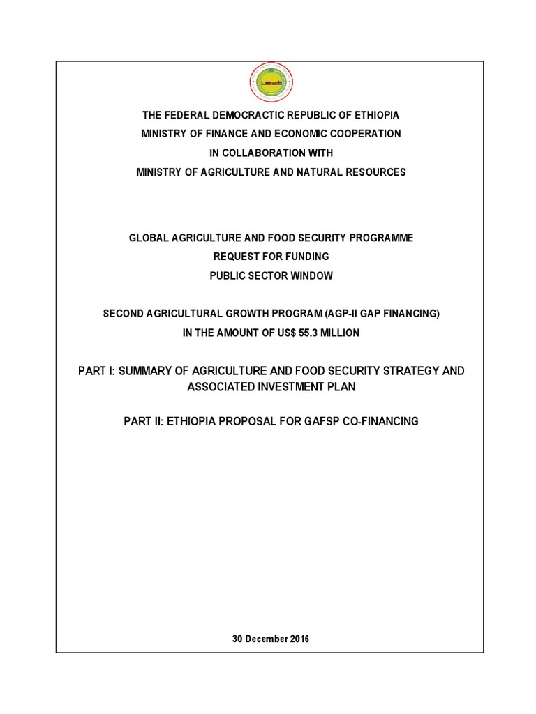 Ethiopia - GAFSP Proposal | Download Free PDF | Economic Growth ...