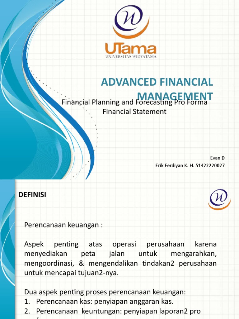 Financial Planning And Forecasting Pro Forma Pdf