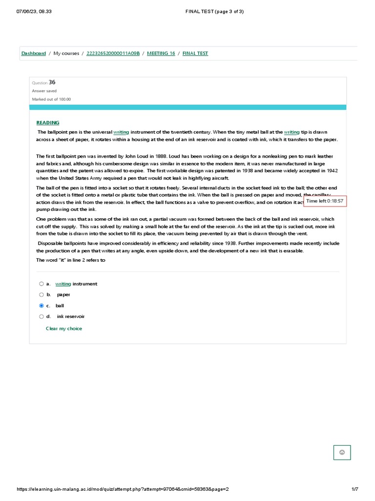 FINAL TEST (Page 3 of 3) | PDF | Pen | Engines