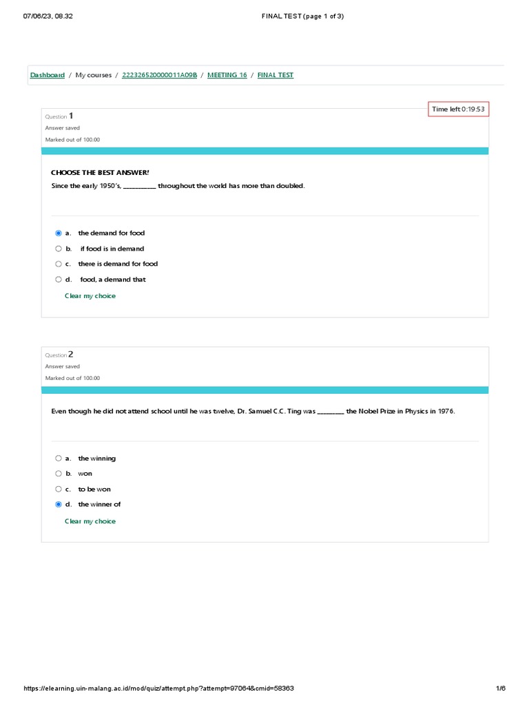 Final Test Page 1 Of 3 Pdf Physical Sciences