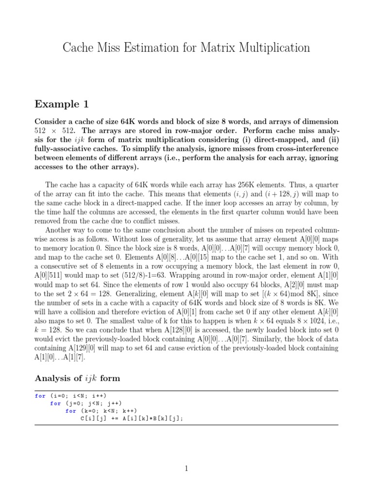 Cache Miss Analysis | PDF | Matrix (Mathematics) | Cpu Cache Cache Miss Analysis | PDF | Matrix (Mathematics) | Cpu Cache