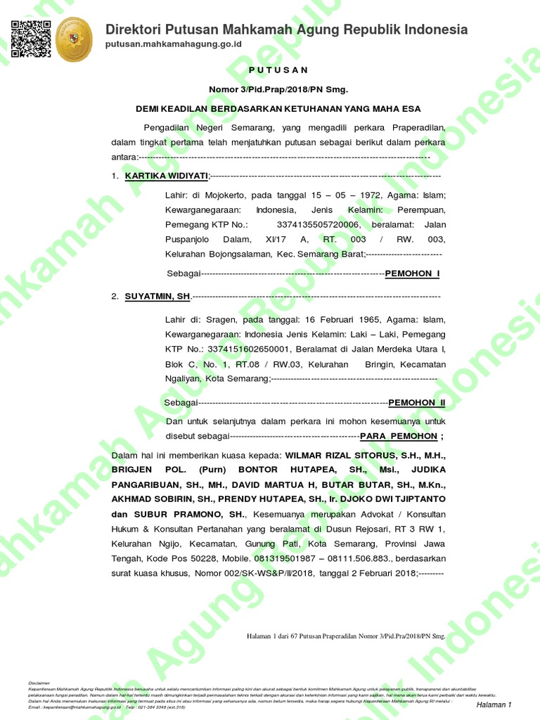 Putusan 3 Pid - Pra 2018 PN - SMG 20230605221759 | PDF