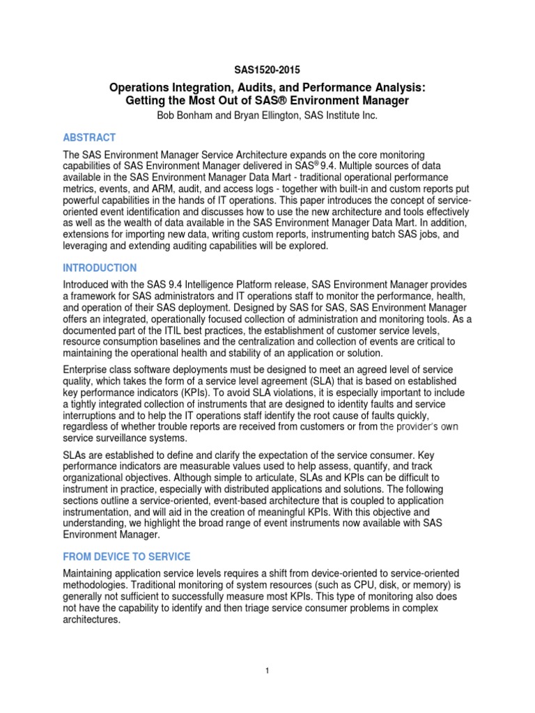 SAS1520-2015 Getting The Most Out of SAS® Environment Manager | PDF ...