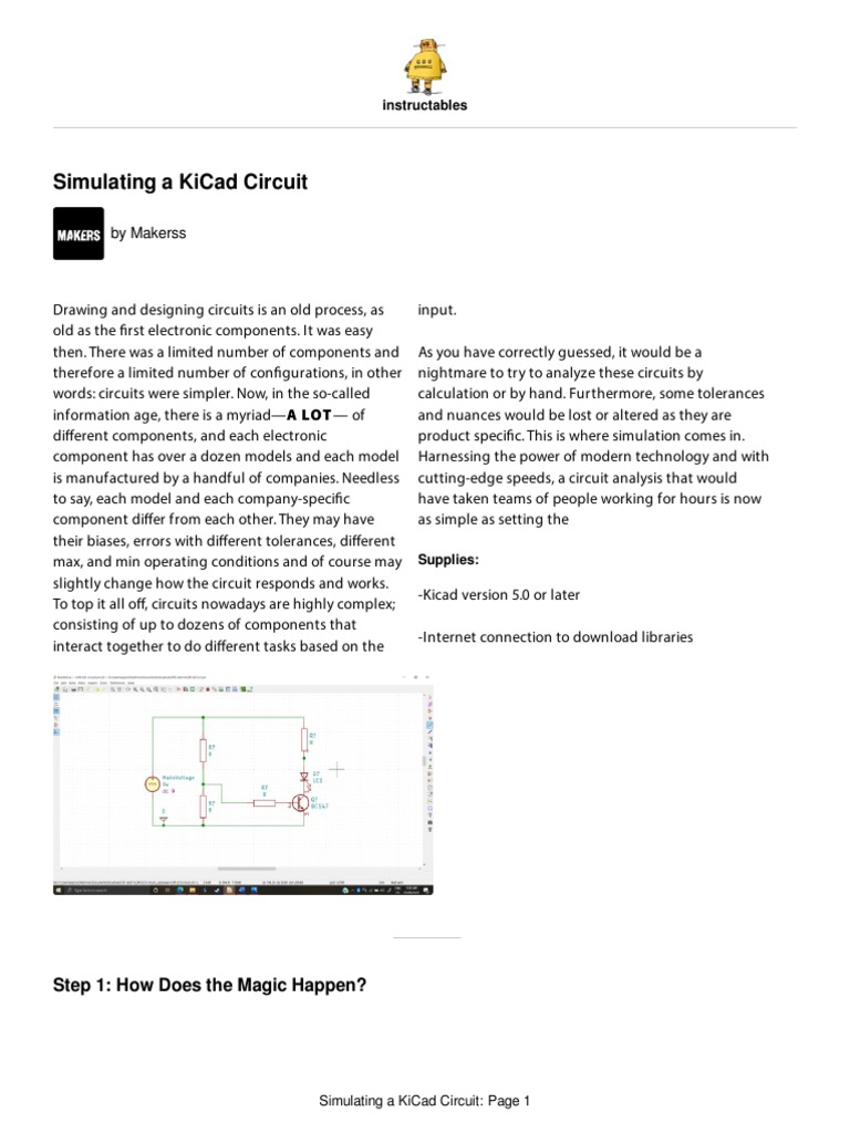 Simulating A KiCad Circuit | PDF