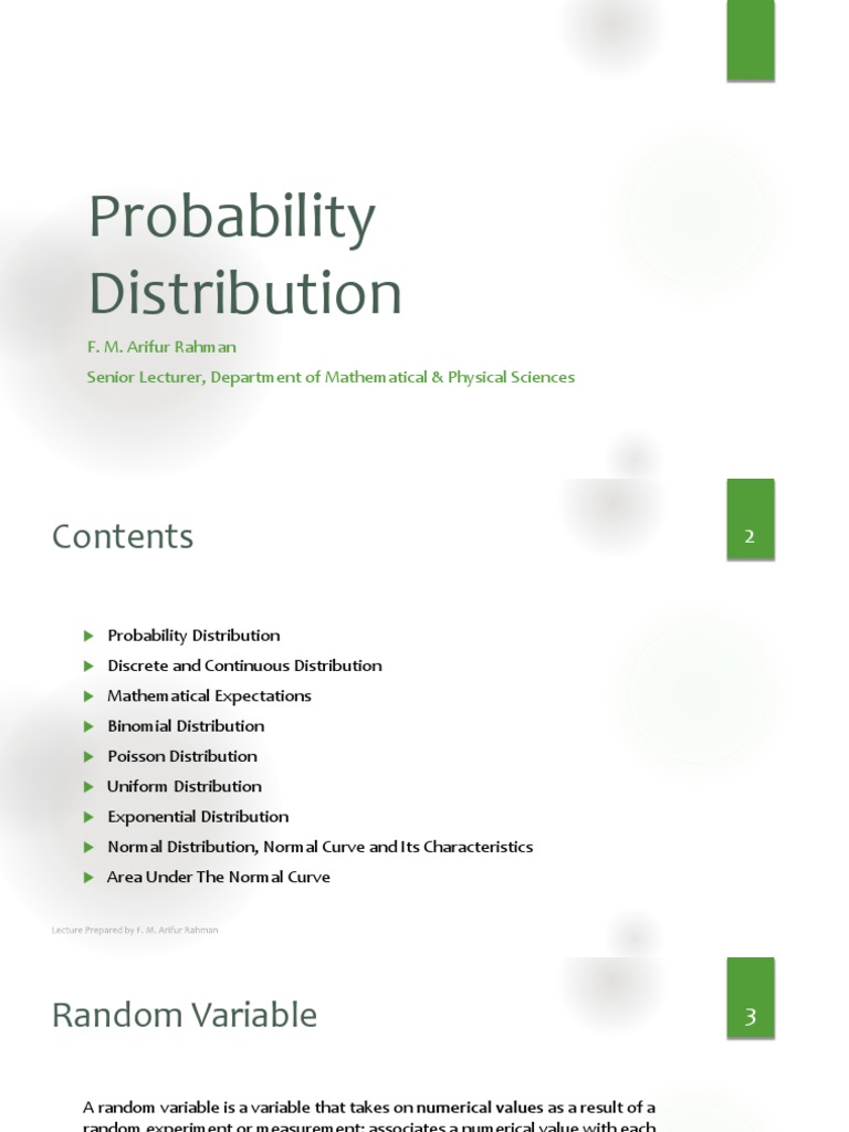 10 Probability Distribution Sta102 | PDF | Probability Distribution | Random Variable