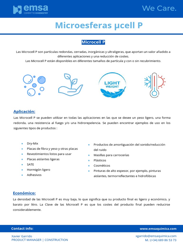 Microesferas Microcell P para Construcción | PDF | Química | Sector secundario de la economía